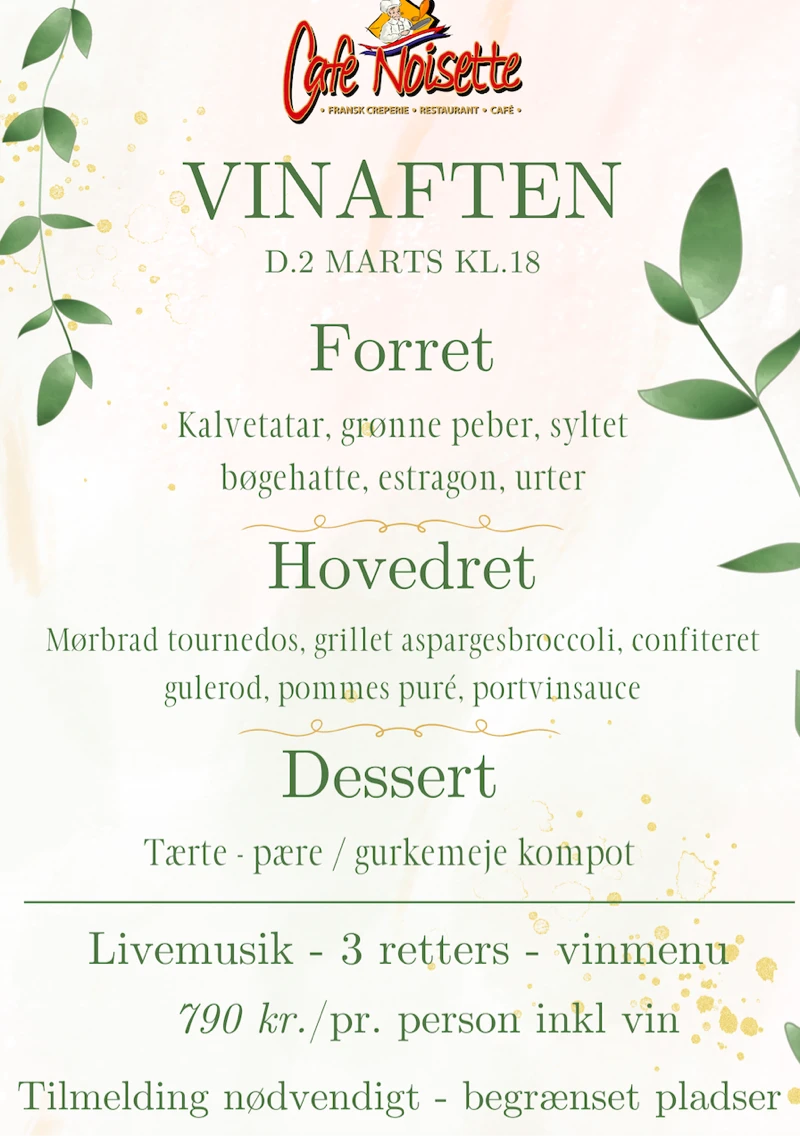 Aftenmenu på Café Noisette